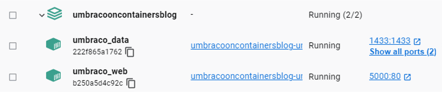 Running Umbraco CMS on containers